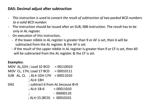 bcd arithmetic instructions pptx