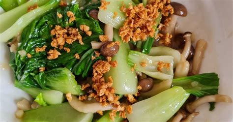 Resep Xiao Bai Chai Sawi Hijau Tumis Jamur Masakan Ala Restoran