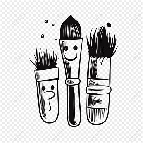 만화 아이콘 그림 개요 스케치 드로잉이 있는 3개의 헤어 브러쉬 벡터몸짓공장 Png 일러스트 무료 다운로드 Lovepik
