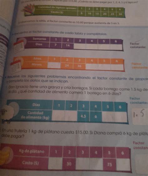 Encuentra El Factor Constante De Cada Tabla Y Completa Brainly Lat