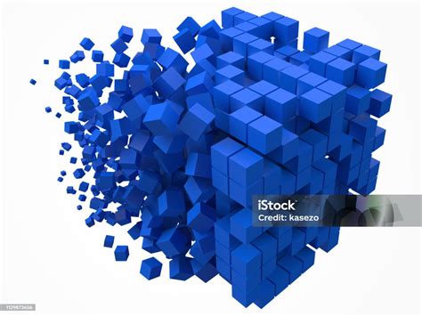 큰 큐빅 데이터 블록입니다 작은 파란색 큐브로 만든 3 차원 픽셀 스타일 벡터 일러스트입니다 0명에 대한 스톡 벡터 아트 및 기타 이미지 Istock