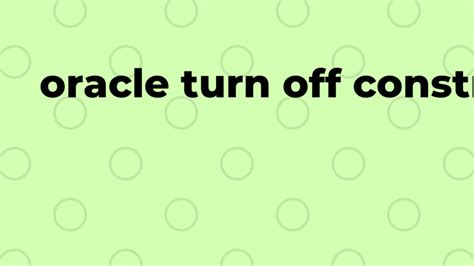 Resuelto Desactivar La Restricción En Oracle Sql Sourcetrail