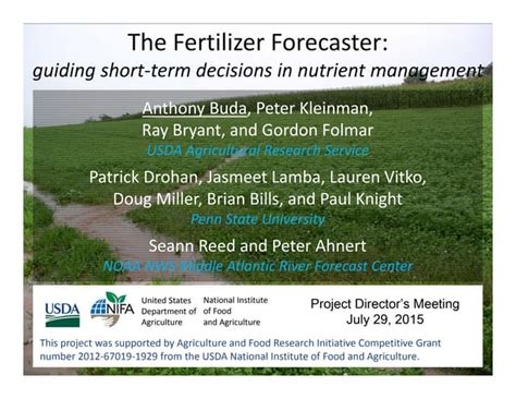 Developing A Web Based Forecasting Tool For Nutrient Management Ppt