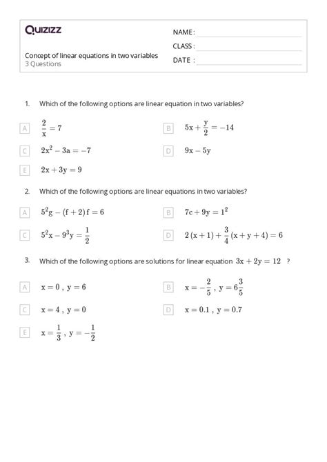 50 Linear Equations Worksheets For 4th Class On Quizizz Free And Printable