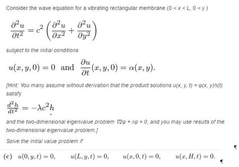 Consider The Wave Equation For A Vibrating