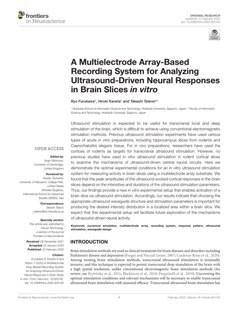 Pdf A Multielectrode Array Based Recording System For Analyzing Ultrasound Driven Neural