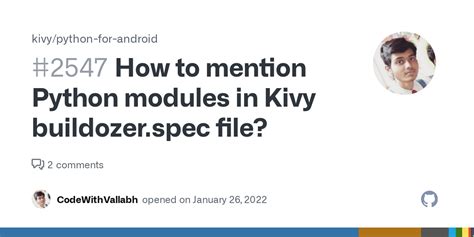 How To Mention Python Modules In Kivy Buildozerspec File · Issue