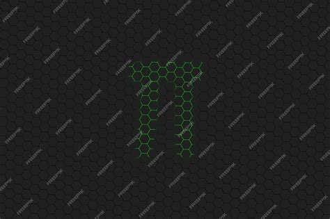 파이 기호 파이 문자 그리스 알파벳 기호 녹색 육각형 프리미엄 사진