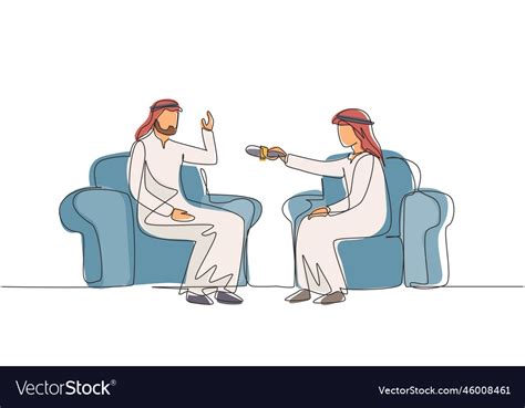 Single Continuous Line Drawing Interview Vector Image