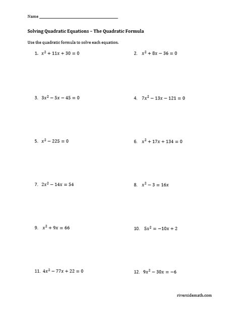 Quadratics Riverside Math