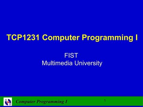 Computer Programming Lecture 1 Ppt