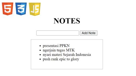 CARA MEMBUAT NOTES APP MENGGUNAKAN HTML CSS DAN JAVASCRIPT YouTube