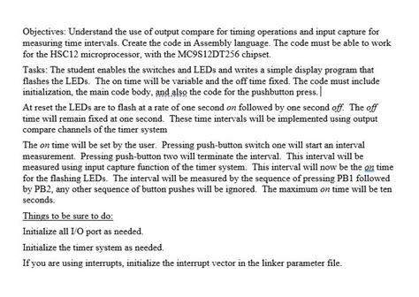 Solved Objectives Understand The Use Of Output Compare For