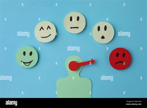 Mood Indicator On Light Blue Background Flat Lay Emotional Management