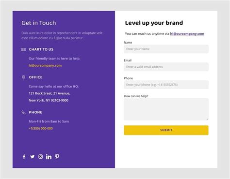 contacts and social icons css template by nicepage