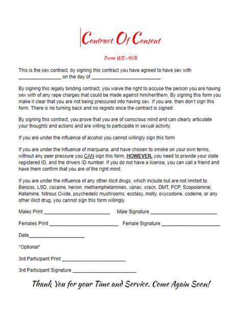 Sex Consent Form Protect Yourself From Allegations R Technicallythetruth