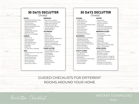 Declutter Checklist Cleaning Checklist Declutter Planner Declutter Challenge Declutter