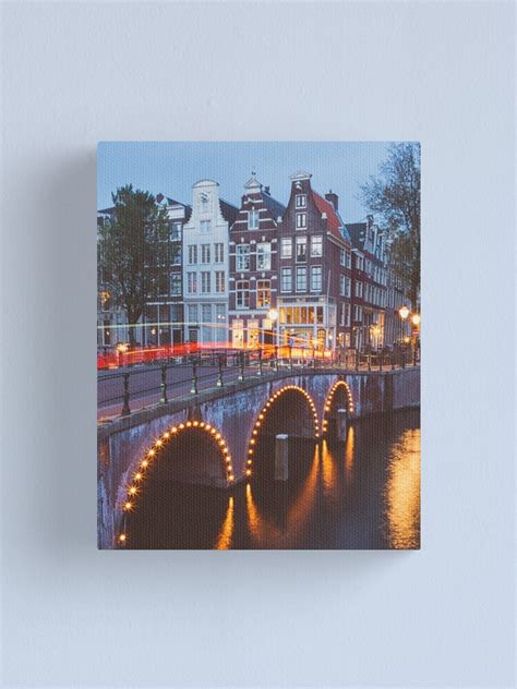 Bridge Over Amsterdam Canals On A Summer Evening Canvas Print For