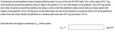 Solved A Horizontal Circular Platform Rotates Chegg