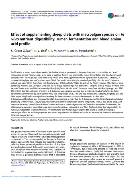 Effect Of Supplementing Sheep Diets With Macroalgae Species On In Vivo Nutrient Digestibility