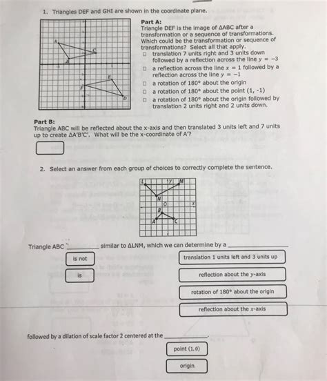 Solved 1 Triangles Def And Ghi Are Shown In The Coordinate