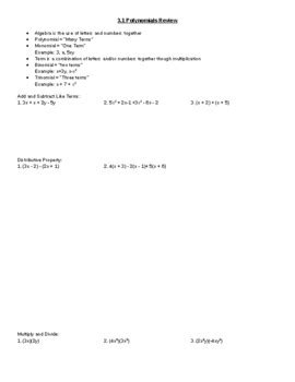 MPM D Unit Polynomials Notes And Assessments By Julie Fabiano TPT