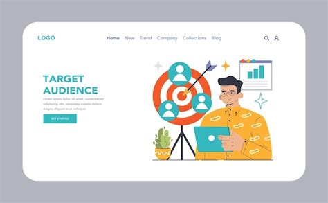 Premium Vector Target Audience Web Or Landing Man With Tablet Beside