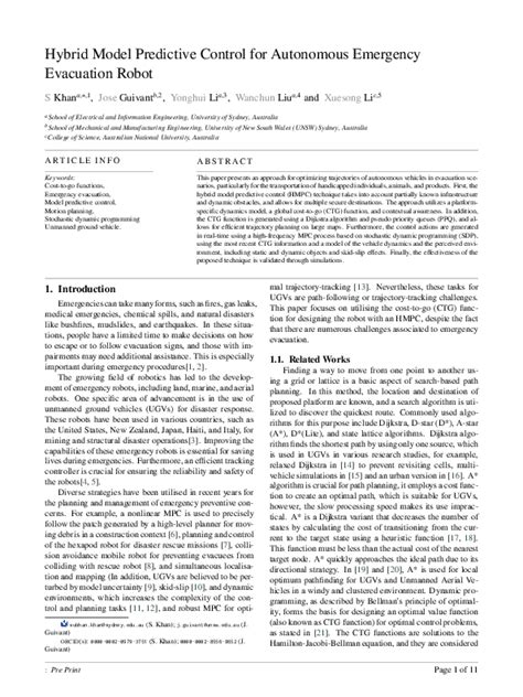 Pdf Hybrid Model Predictive Control For Autonomous Emergency Evacuation Robot