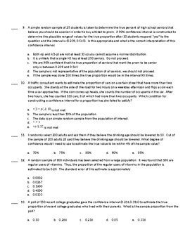 AP Statistics Confidence Intervals With Proportions Review TpT