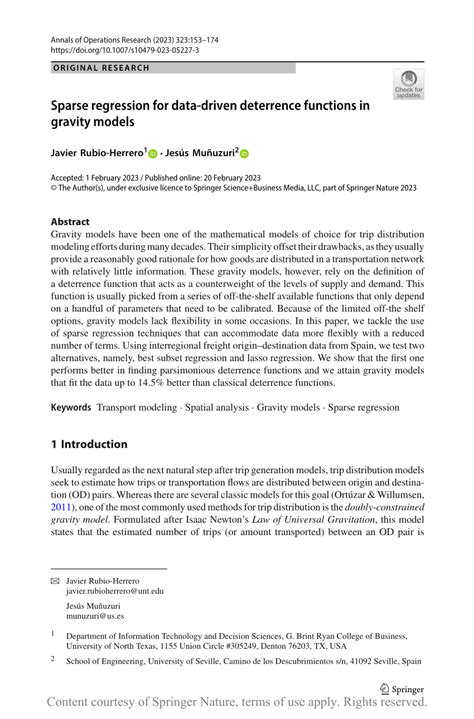 sparse regression for data driven deterrence functions in gravity