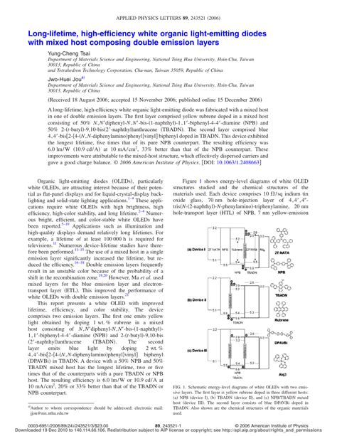 Pdf Long Lifetime High Efficiency White Organic Light Emitting