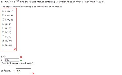 solved let f x x ex 10 find the largest interval