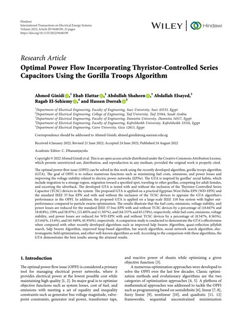 Pdf Optimal Power Flow Incorporating Thyristor Controlled Series Capacitors Using The Gorilla