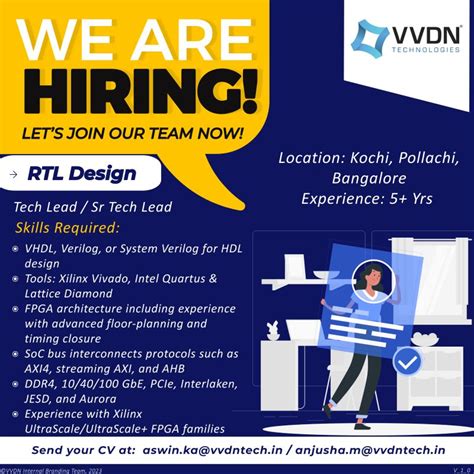 Anjusha Cm On Linkedin Hiring Rtldesignengineers Techlead