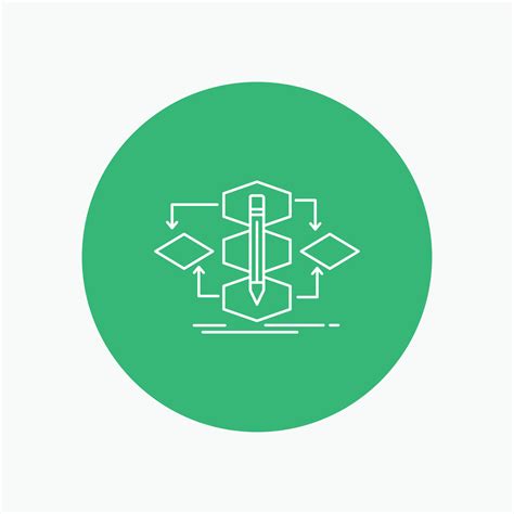Algorithm Design Method Model Process White Line Icon In Circle Background Vector Icon