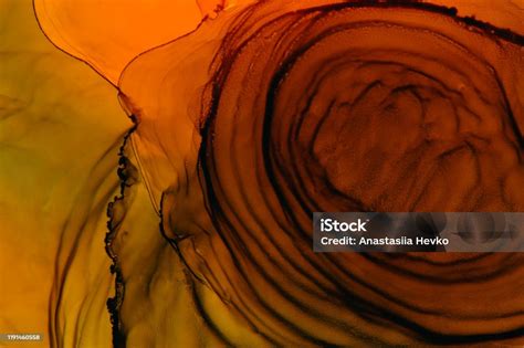 밝은 오렌지와 갈색 수채화 텍스처 배경입니다 손으로 그린 오렌지 얼룩 추상적 인 배경 알코올 잉크를 튀깁니다 갈색에 대한 스톡