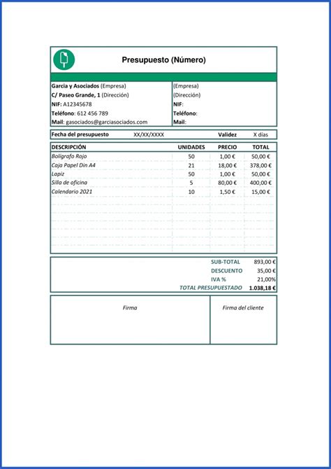Presupuesto Personal
