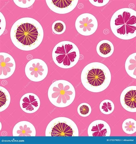 Pink Background Floral Seamless Pattern Design Stock Vector