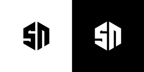 Premium Vector Letter S N Polygon Hexagonal Minimal Logo Design On Black And White Background