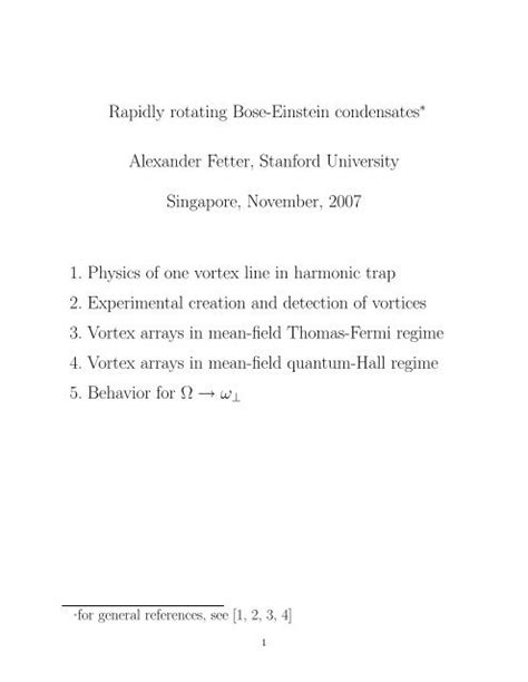 Rapidly Rotating Bose Einstein Condensatesâ Alexander Fetter