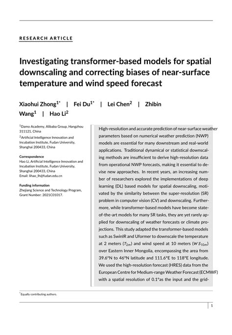 Pdf Investigating Transformer Based Models For Spatial Downscaling And Correcting Biases Of
