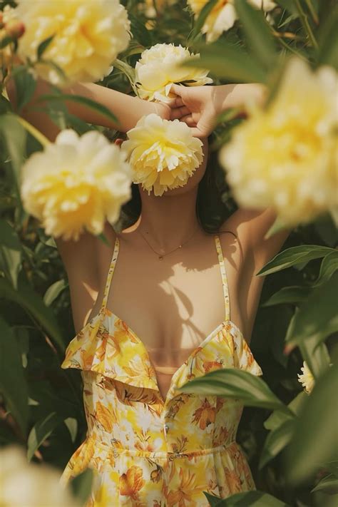 Девушка с желтыми пионами в 2024 г Жёлтые пионы Пионы Картинки