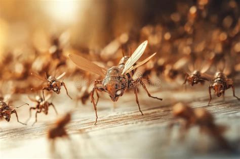 Swarm Of Tiny Robotic Insects Futuristic Tech Environment Stock Image Image Of Authority