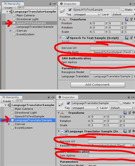 Unity Ibm Watson Translation Using The Example Scene With Correct