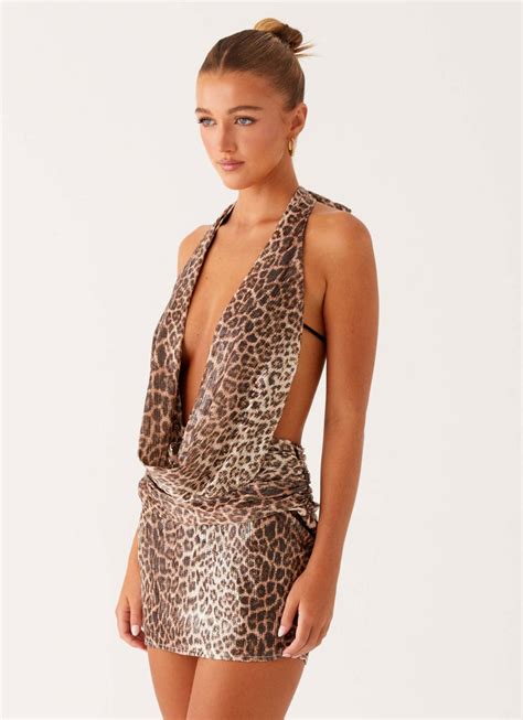 Elysia Sequin Mini Dress Leopard Peppermayo Us