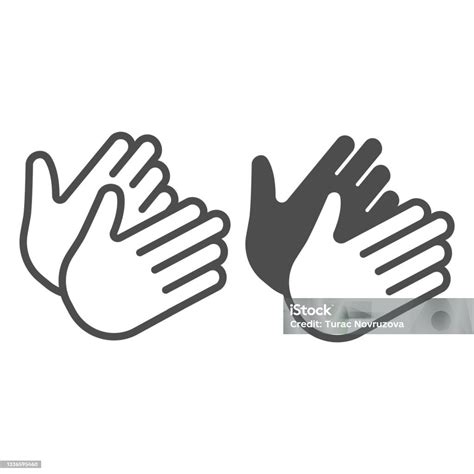 두 박수 손 박수 브라보 라인과 단단한 아이콘 극장 개념 박수 흰색 배경에 박수 벡터 기호 모바일 개념및 웹 디자인을위한 개요 스타일 아이콘 벡터 그래픽 10에 대한 스톡