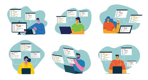 Programación Y Codificación Desarrollo De Sitios Web Vector Premium