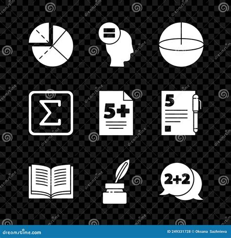 Set Graph Schedule Chart Diagram Calculation Geometric Figure Sphere Open Book Feather