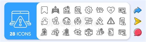 Warnings Line Icons Caution Sign Exclamation Mark Risk Attention