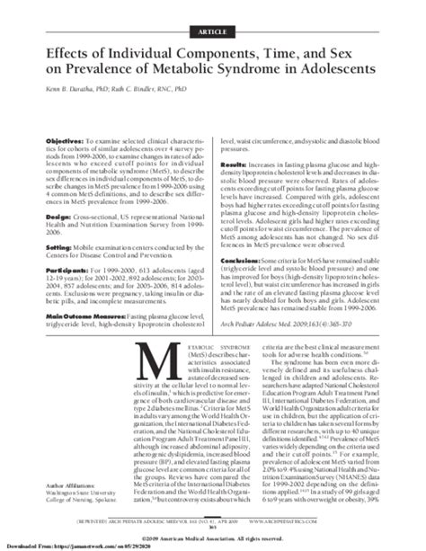 Pdf Effects Of Individual Components Time And Sex On Prevalence Of